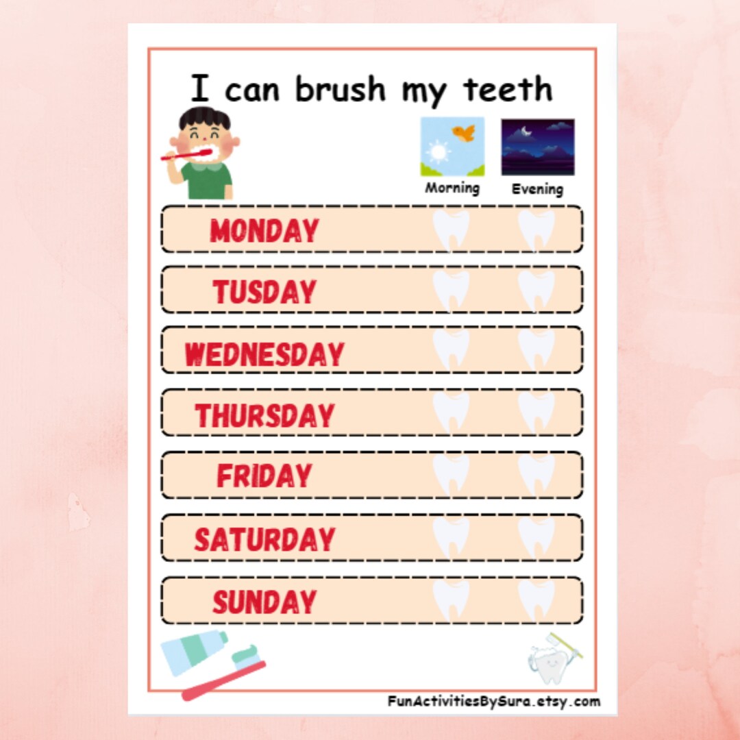 Brushing Teeth Reward Chart, Dry Wipe Chart for Children, Reward Charts ...