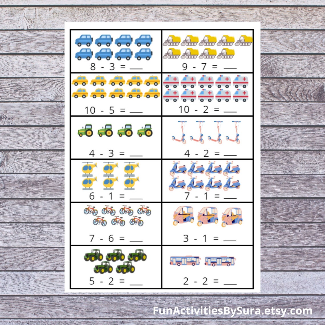 Subtraction Worksheets EYFS Maths Activity Nursery Maths - Etsy UK