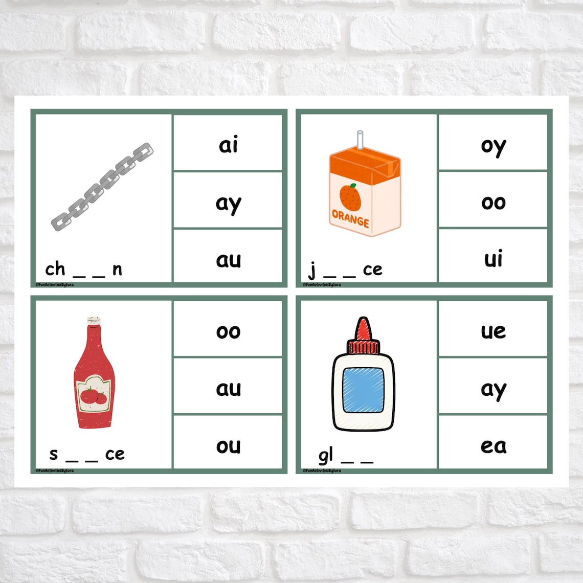 Phonics Missing Sounds Clip Cards: Matching Game (digital Download ...
