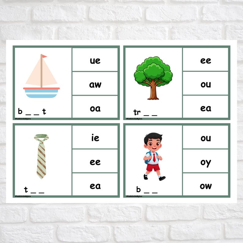 Phonics Missing Sounds Clip Cards: Matching Game (digital Download ...