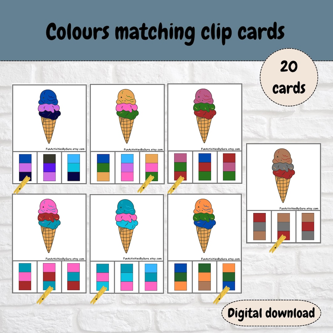 Ice Cream Patterns Matching Clip Cards: Preschool Printable (PDF) - Etsy