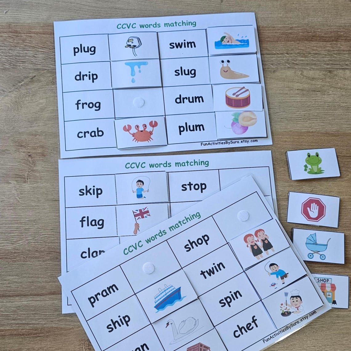 CCVC Words Matching Worksheets: Phonics Game (digital Download) - Etsy