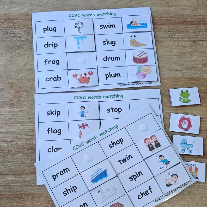 CCVC Words Matching Worksheets: Phonics Game (digital Download) - Etsy