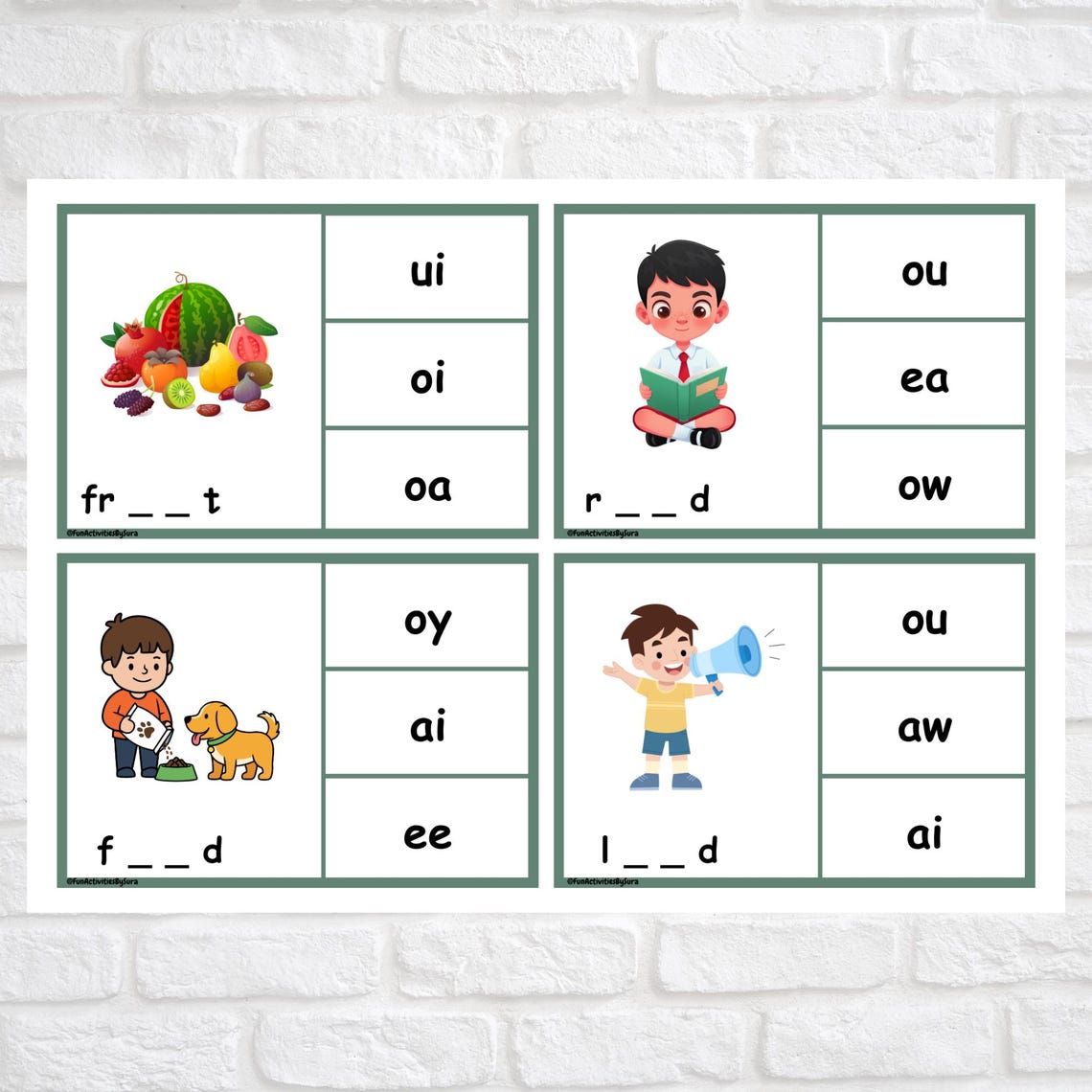 Phonics Missing Sounds Clip Cards: Matching Game (digital Download ...