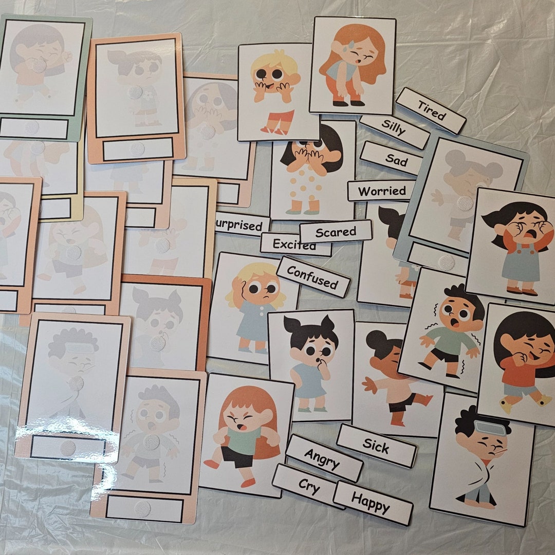 Emotions Cards for Children, Feelings Matching Cards, Learning ...