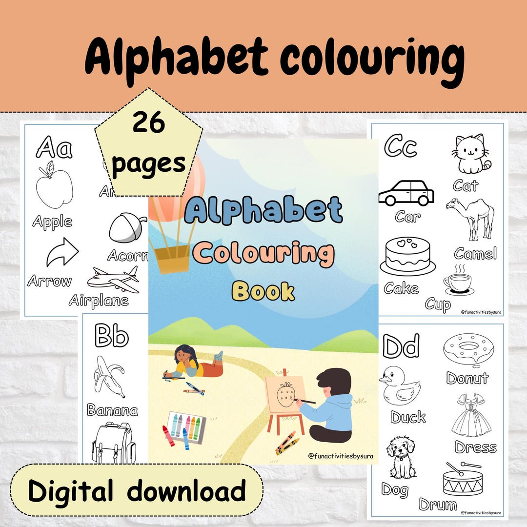 Printable Kids Alphabet Colouring Pages, Fun & Educational A-Z Activity ...