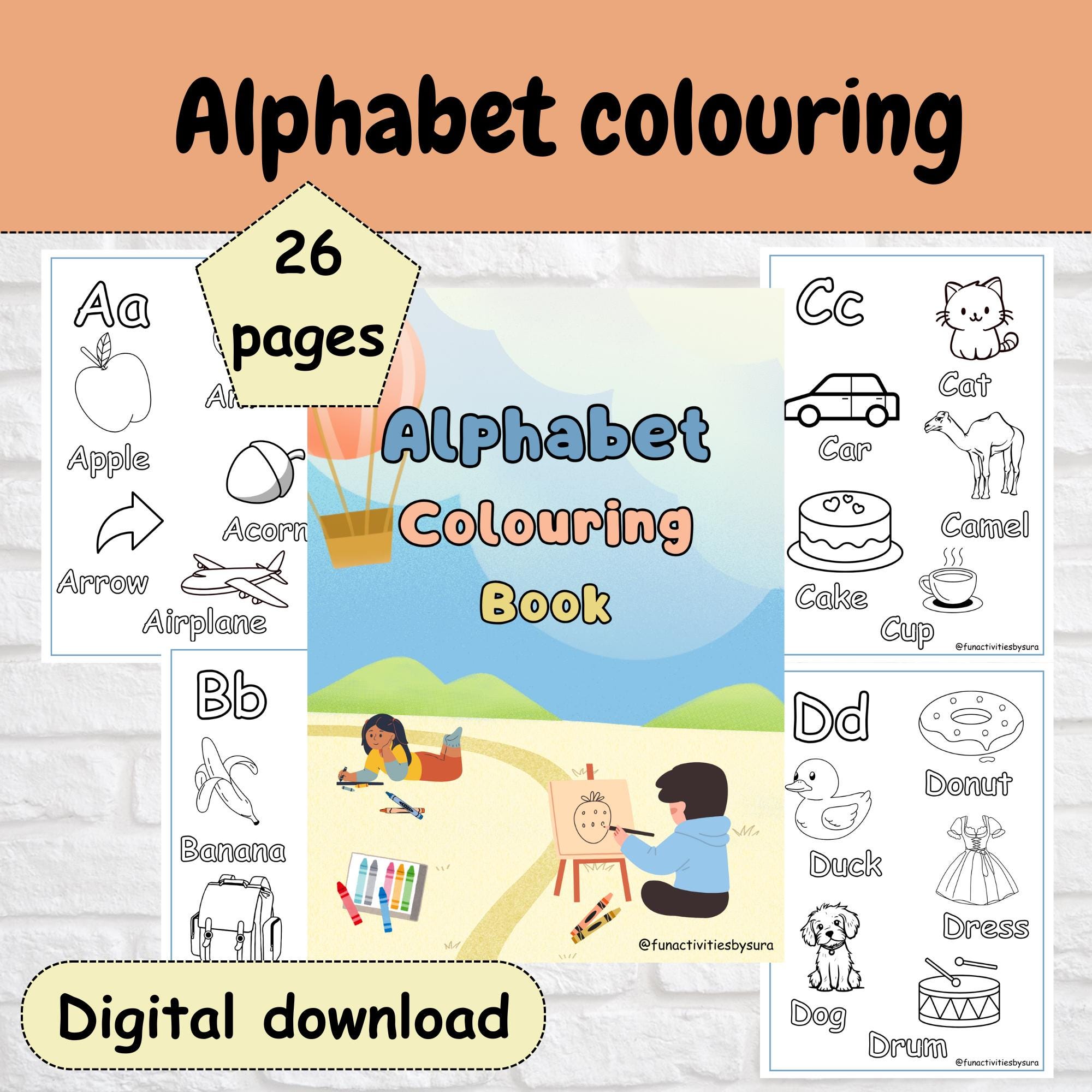 Printable Kids Alphabet Colouring Pages, Fun & Educational A-Z Activity ...