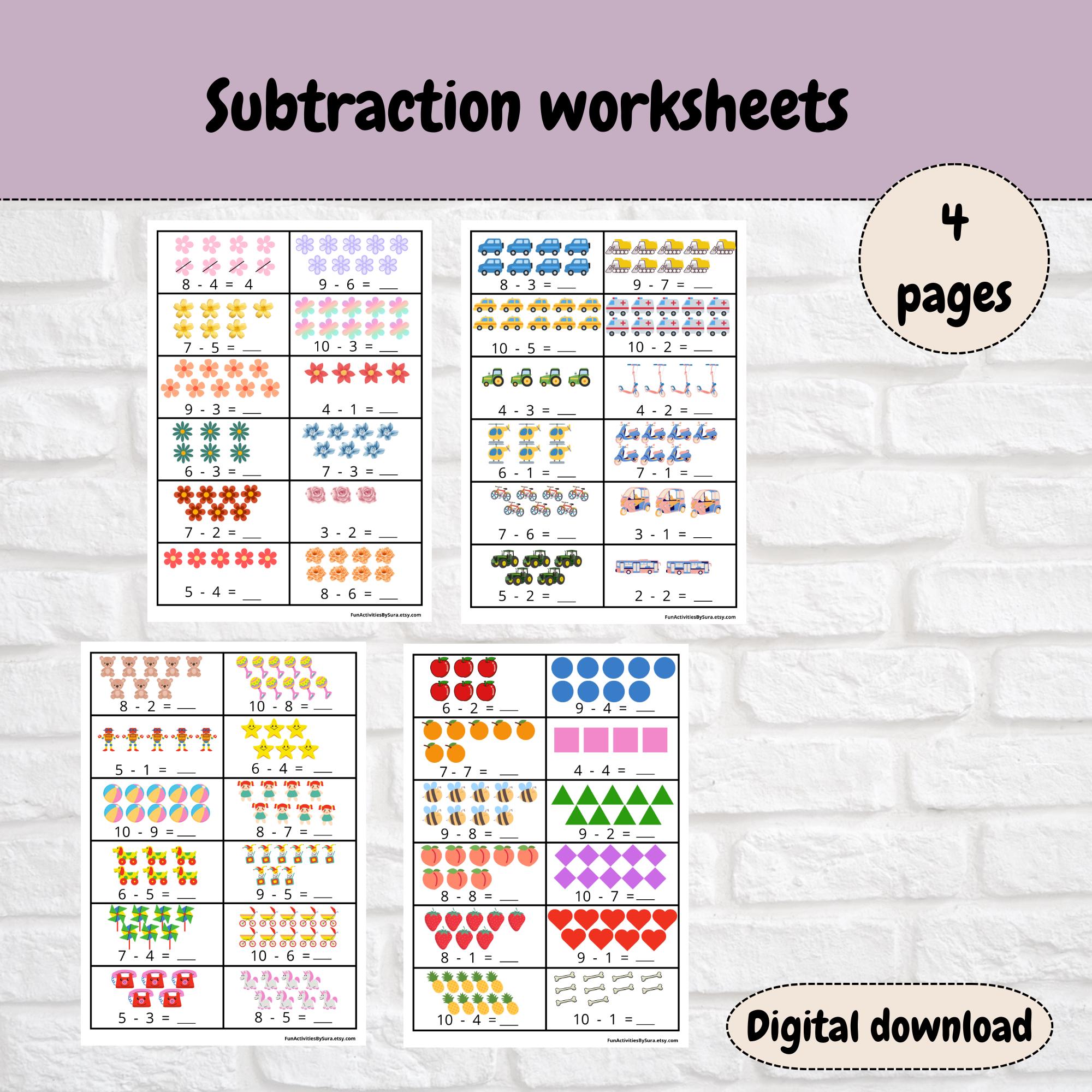 Subtraction Worksheets Eyfs