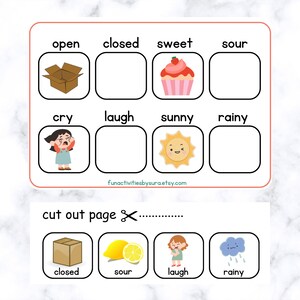 Opposite Words Matching Book, Learn Opposites, Opposite Worksheet ...