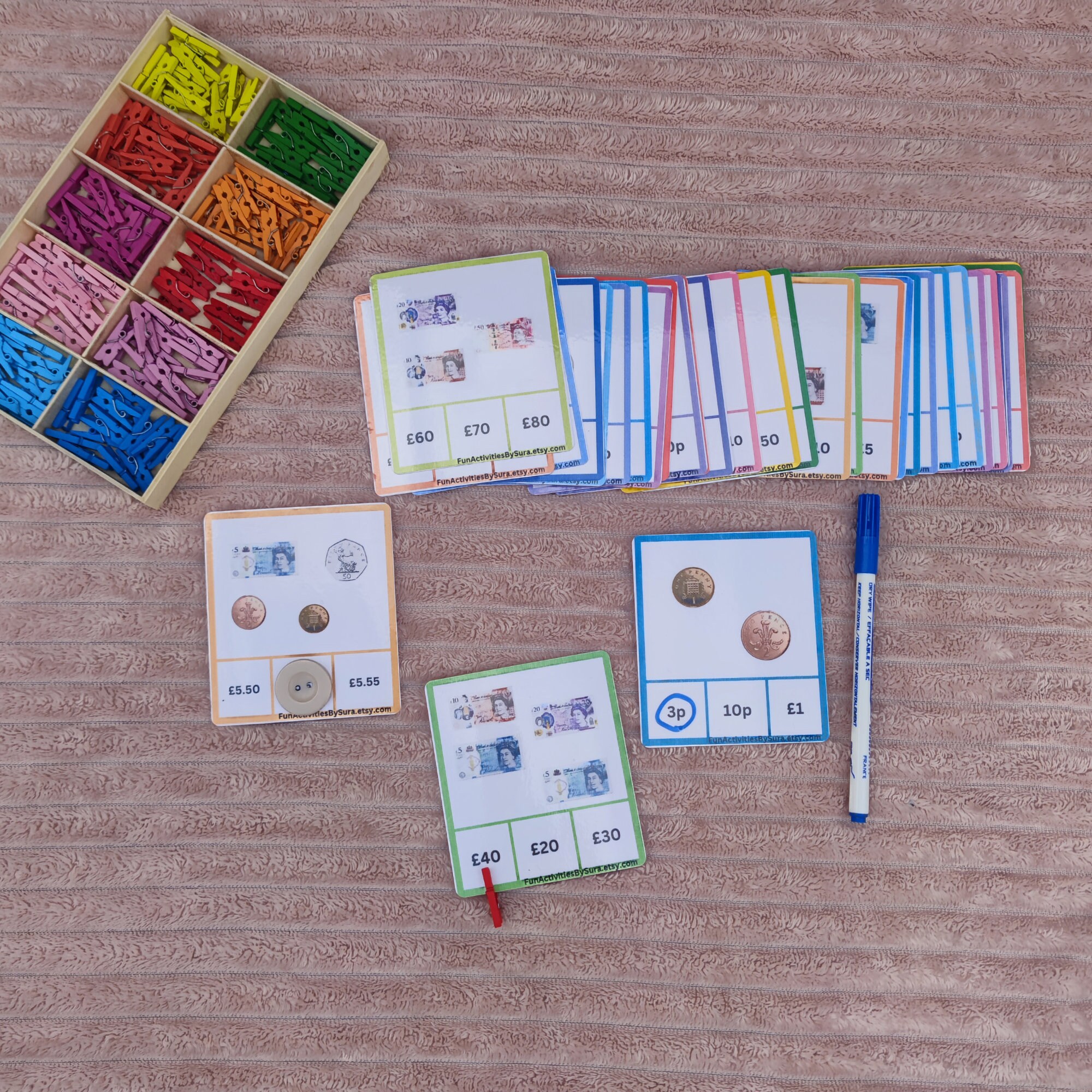 British Money Clip Cards Activity, Learn UK Money Clip Cards, Learn ...