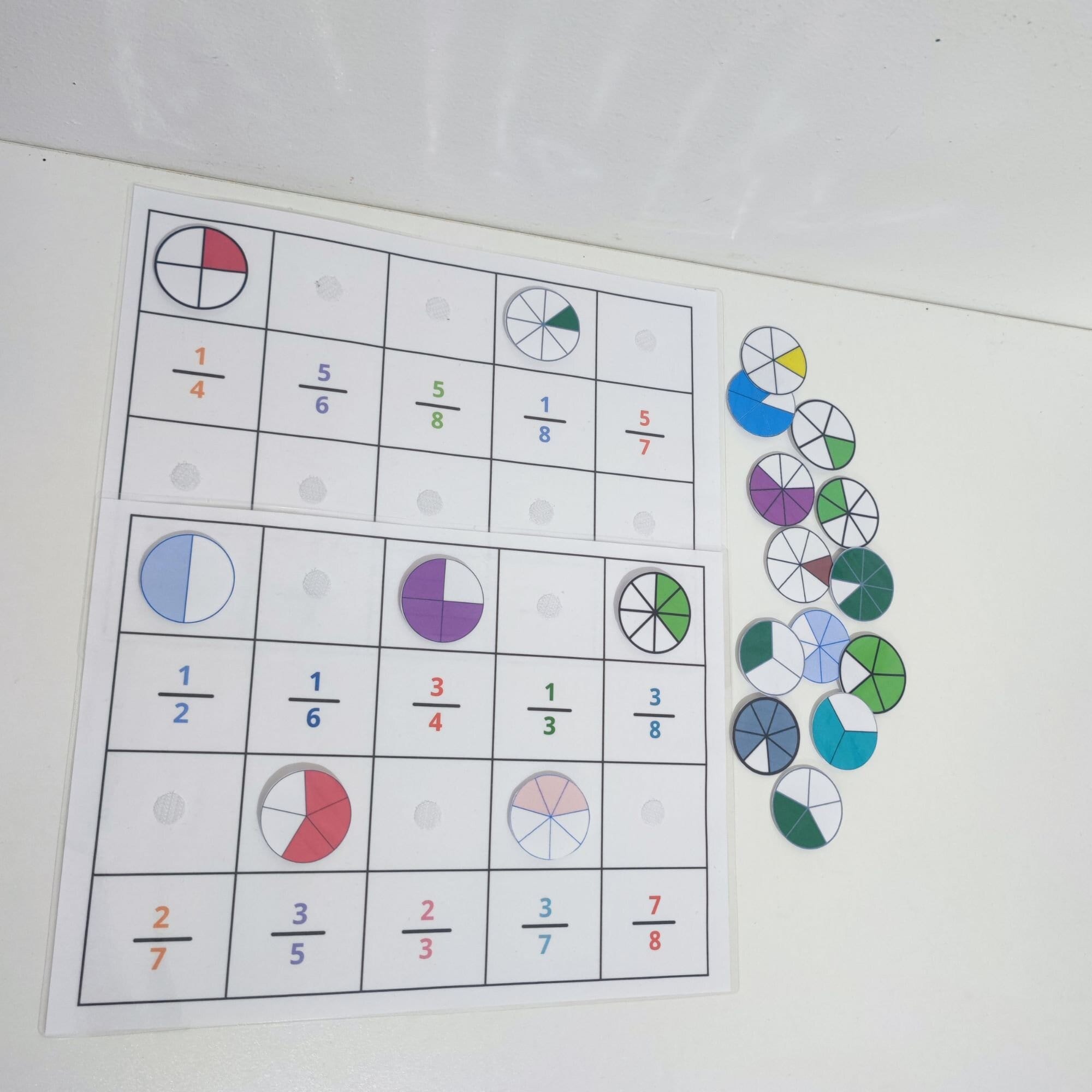 Fraction Printable Activity Board, Fraction Matching Printable ...