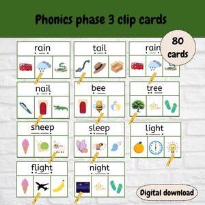 Phonics Phase 3 Clip Cards: Matching Game (digital Download), Matching ...