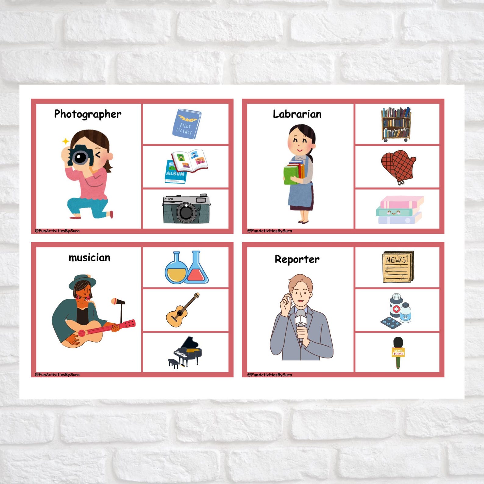 Community Helpers Clip Cards: Professions Printable Activity (digital ...