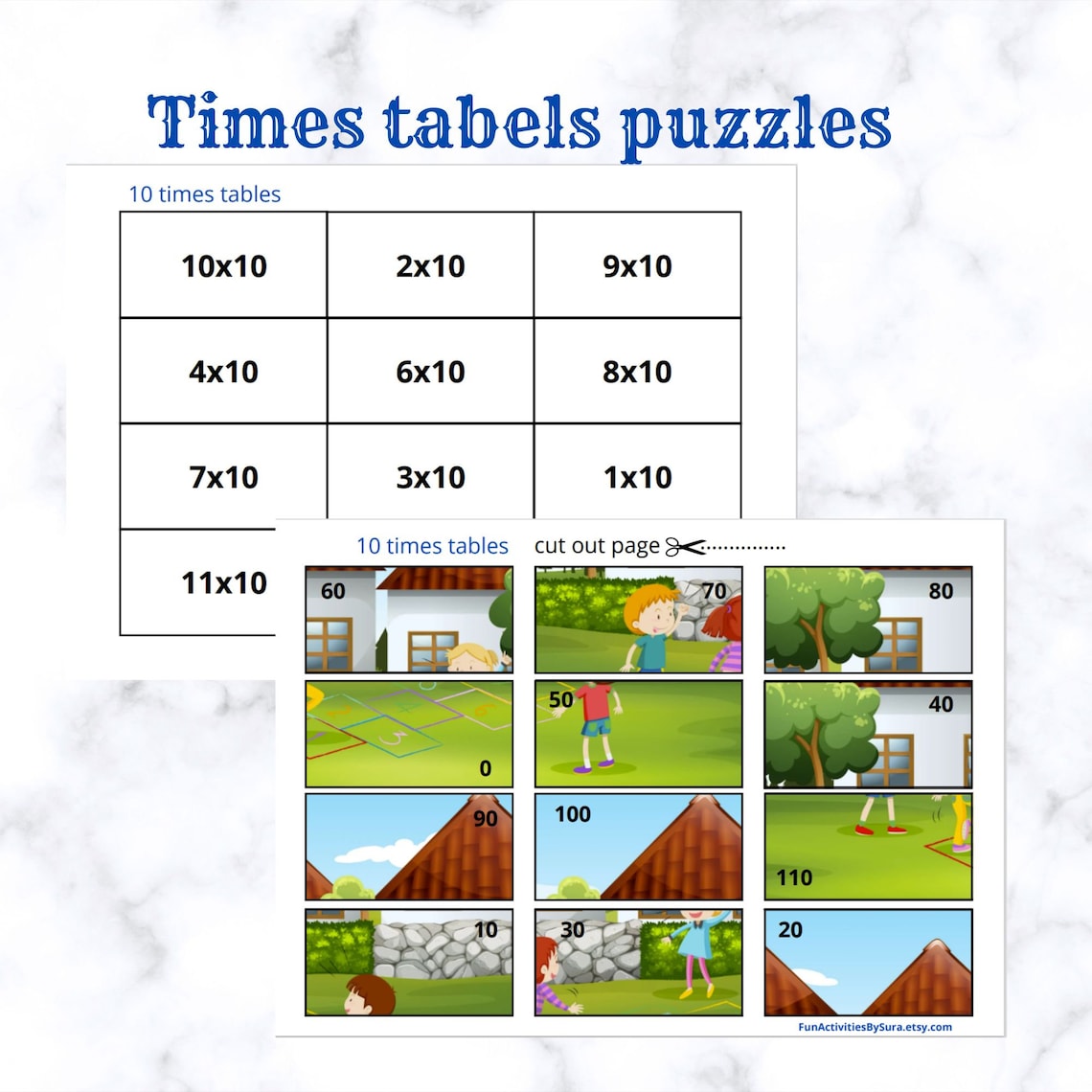 Times Tables Puzzles Practice Activity, Printable Puzzles, Activity ...