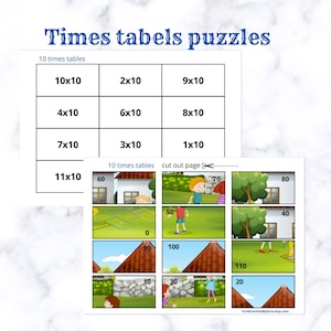 Times Tables Puzzles Practice Activity, Printable Puzzles, Activity ...
