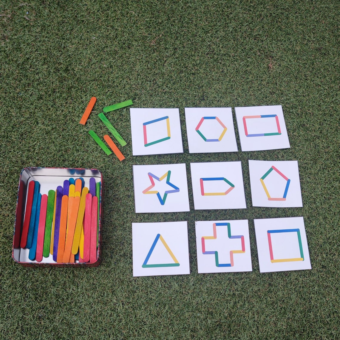 Popsicle Sticks Patterns Matching Cards Physical Preschool - Etsy