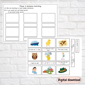 Phonics Reading Sentences Matching Mats: Phase 3 (PDF), Matching Mats ...