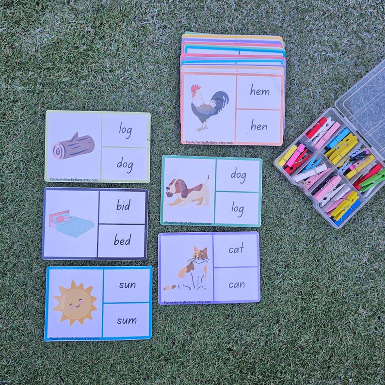 CVC Words Matching Clip Cards Activities, CVC Words, Matching, Learning ...