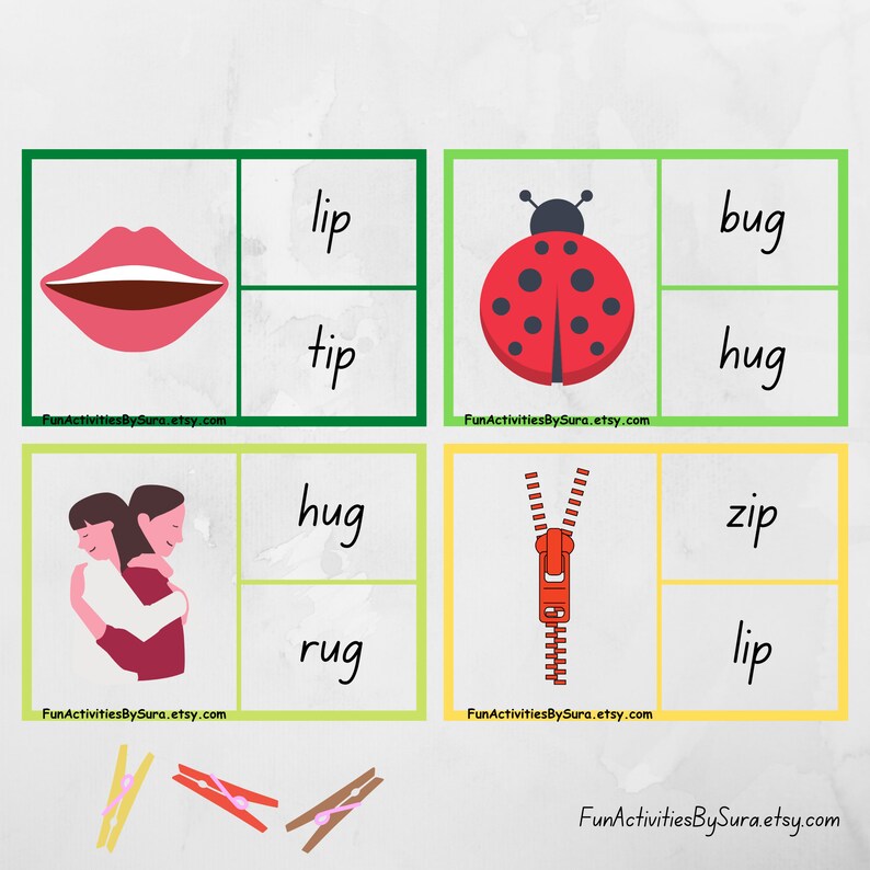 CVC Words Matching Clip Cards Activities, CVC Words, Matching, Learning ...