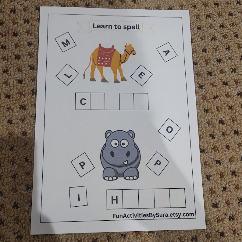 Spelling Worksheets Activity: Learn to Spell Game (PDF) - Etsy