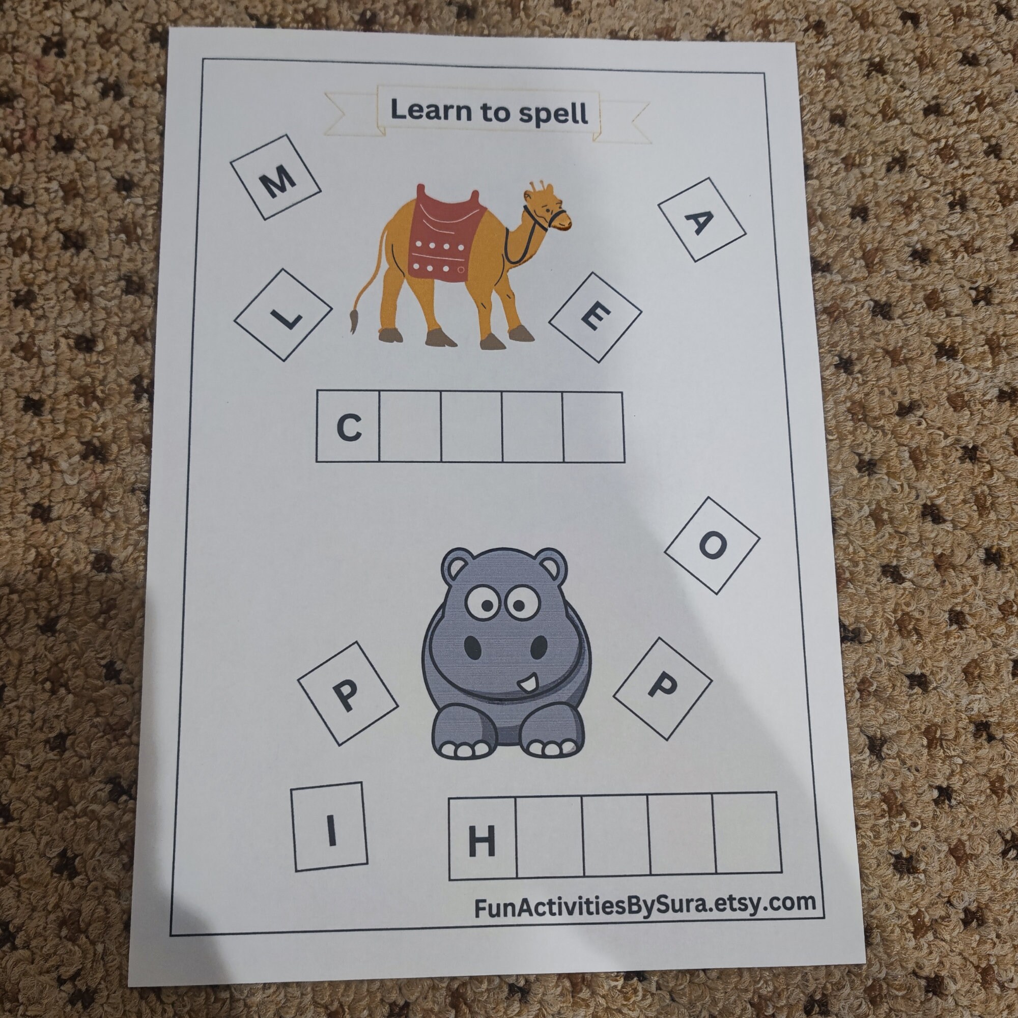 Spelling Worksheets Activity: Learn to Spell Game (PDF) - Etsy