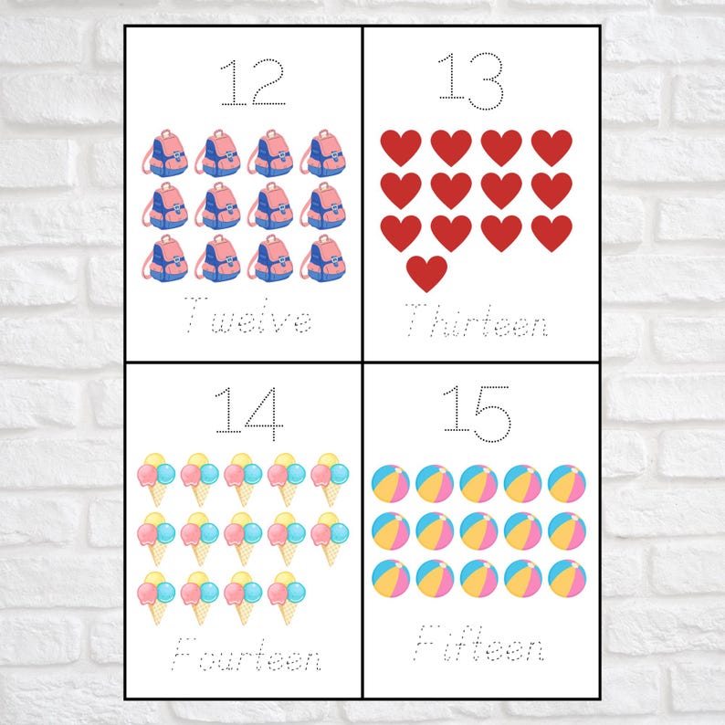 Number Tracing Flashcards 1-20, Printable, Counting, Learn Numbers ...