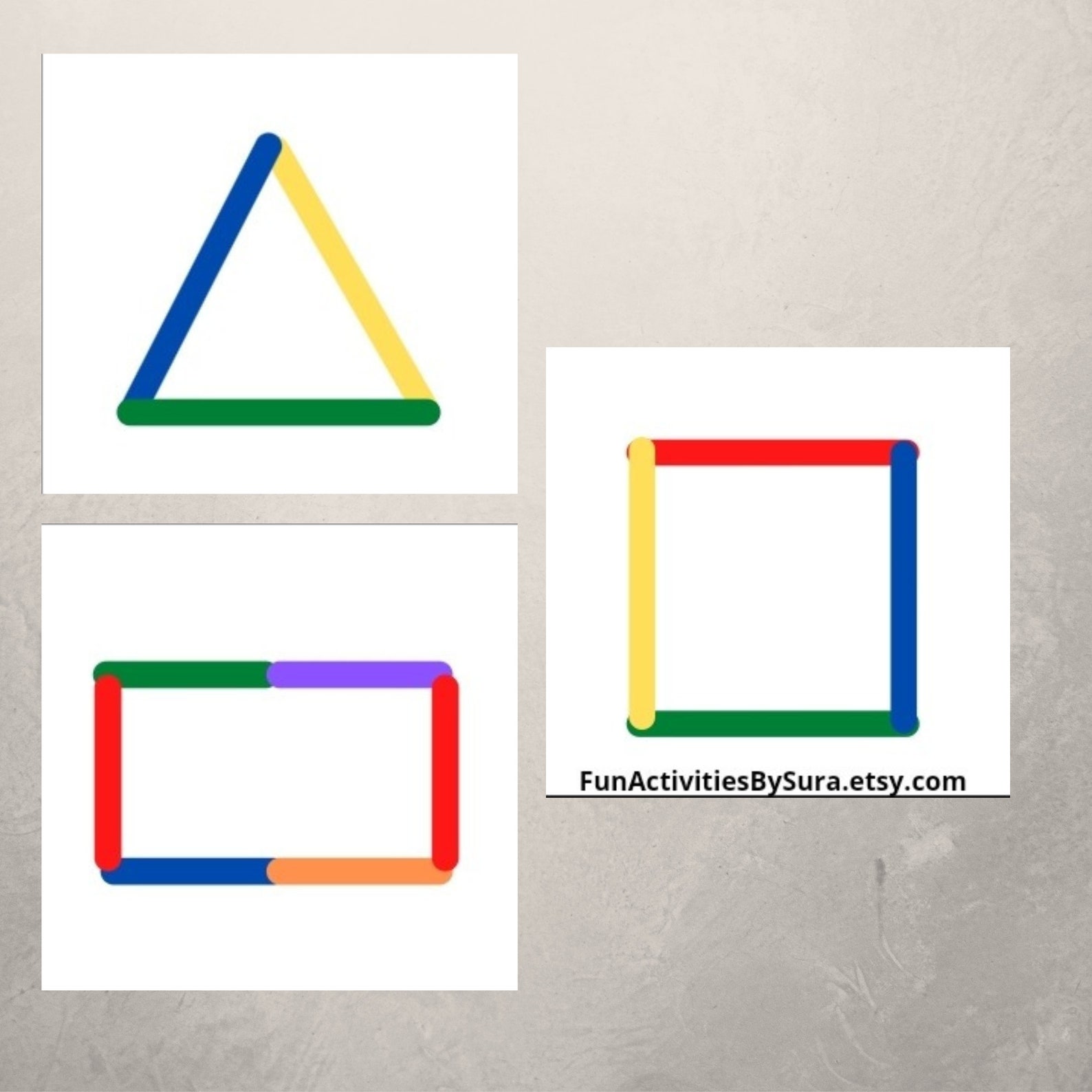 Popsicle Sticks Shapes Activity Game for Toddlers, Montessori Printable ...