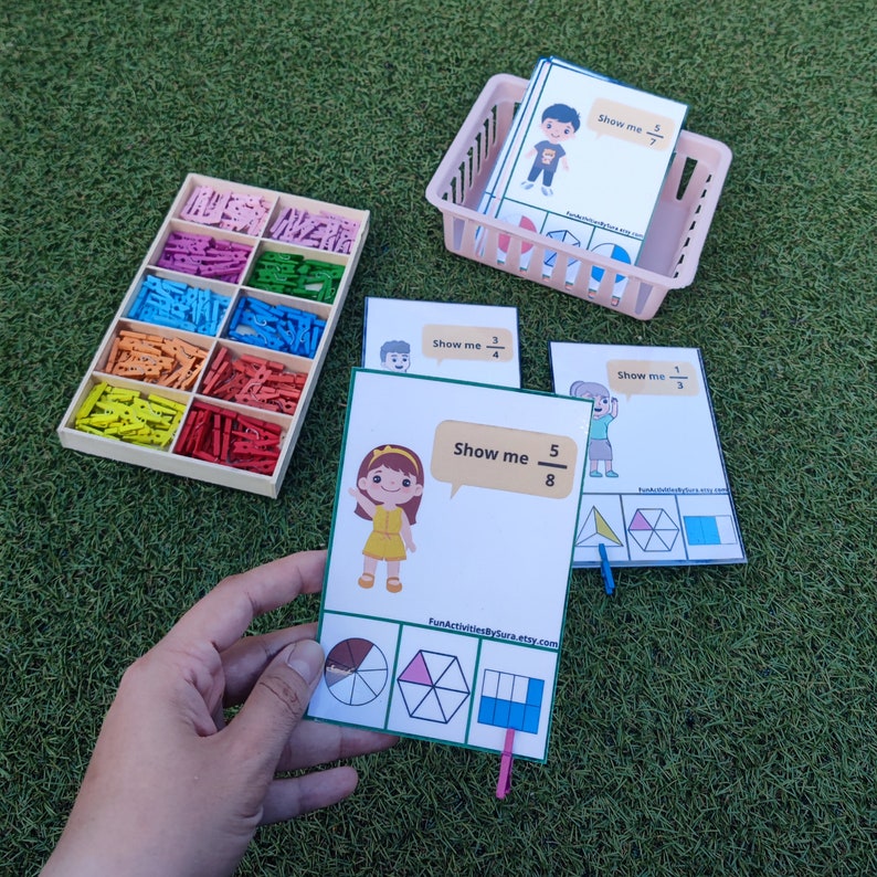 Fraction Clip Cards: Montessori Math Printable (digital Download) - Etsy