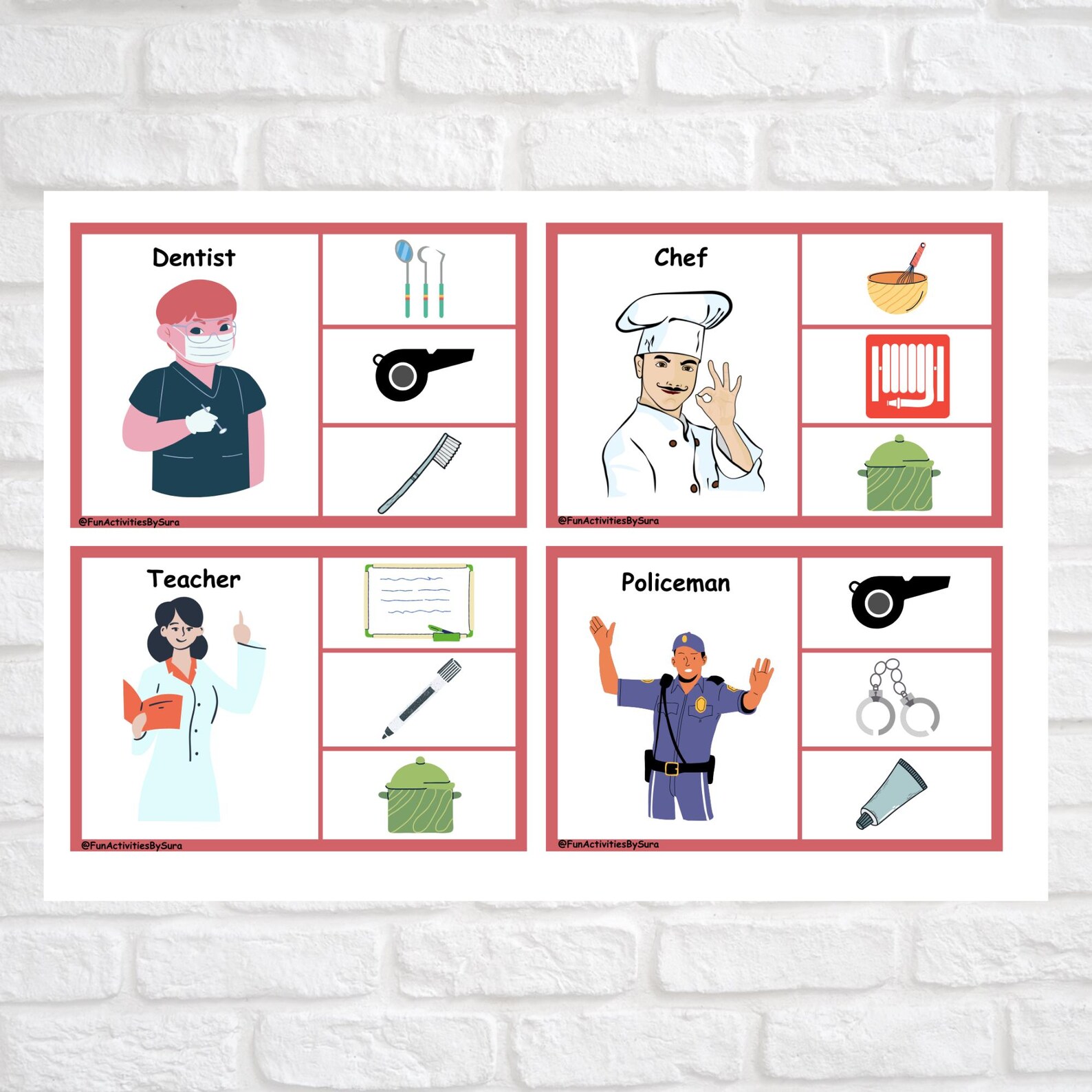 Community Helpers Clip Cards: Professions Printable Activity (digital ...