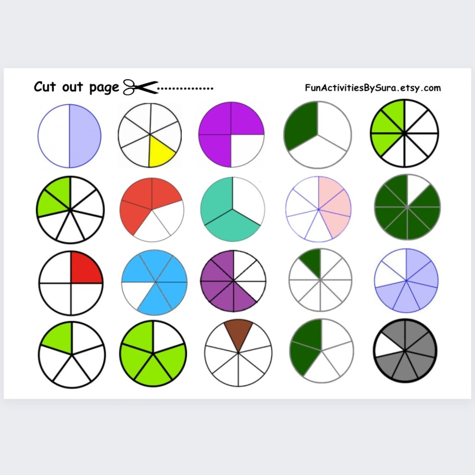 Fraction Printable Activity Board, Fraction Matching Printable ...