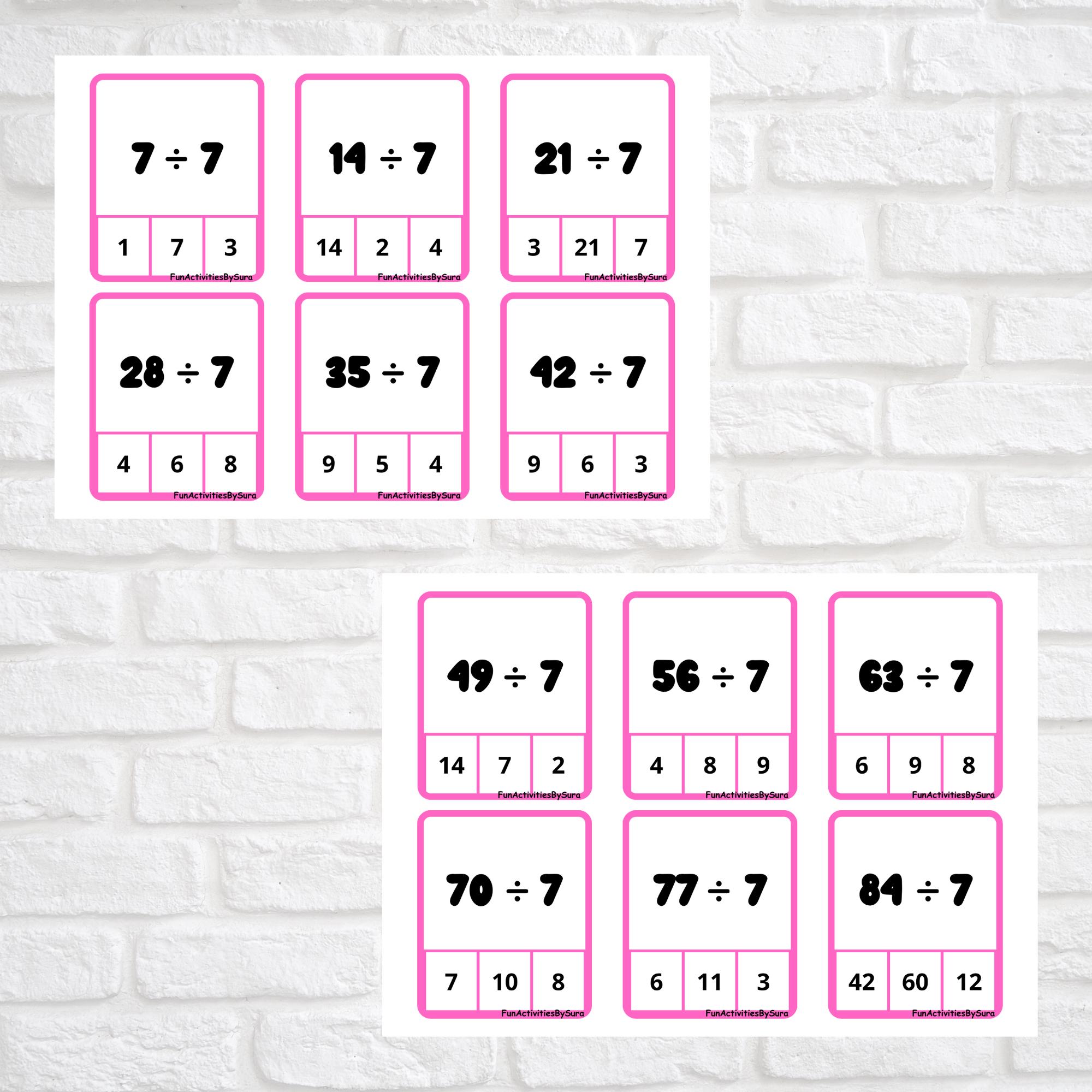 Division Clip Cards: Maths Revision, Homeschool Printable (PDF Download ...