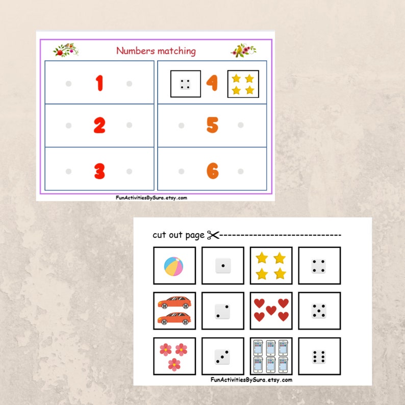 Numbers Matching Printable: Preschool Activity Worksheet (digital ...