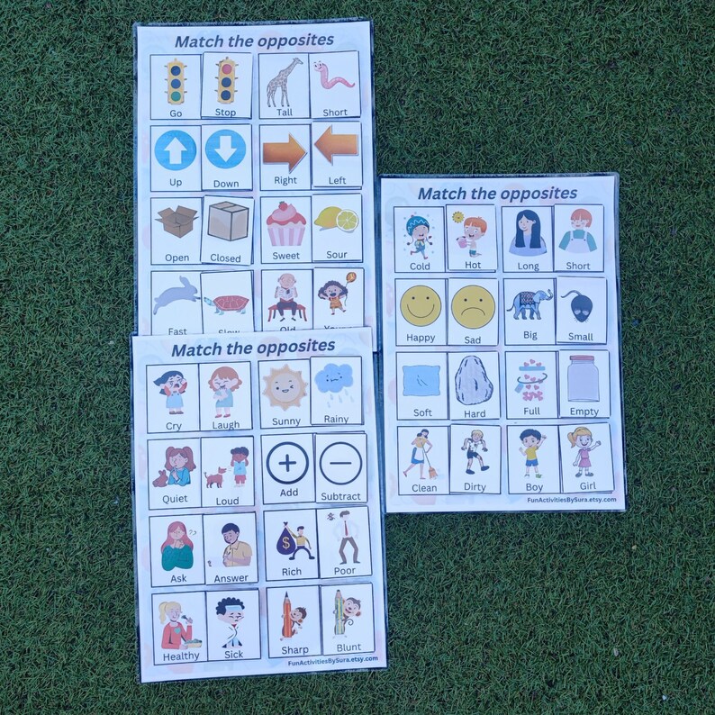 Opposites Matching Activity, Preschool, Kindergarten, Nursery, Special ...