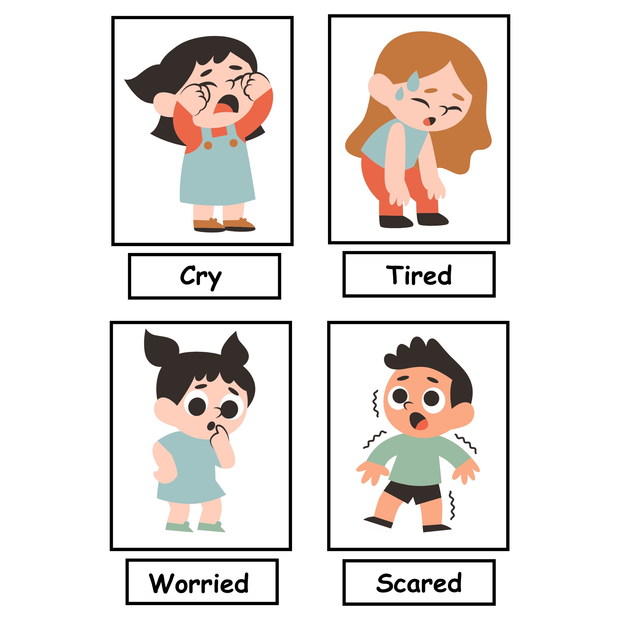 Emotions Cards for Children, Feelings Matching Cards, Printable ...