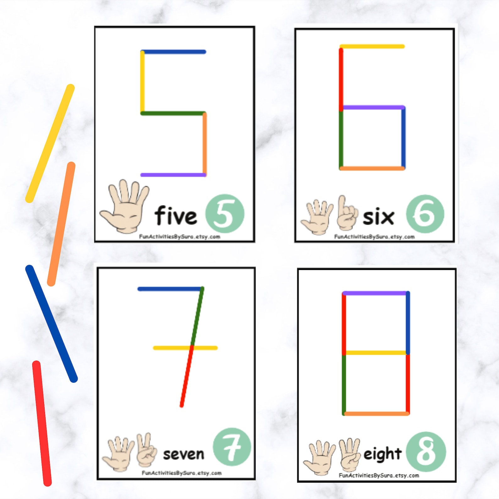Popsicle Sticks Numbers Activity Cards for Toddlers, Printable ...