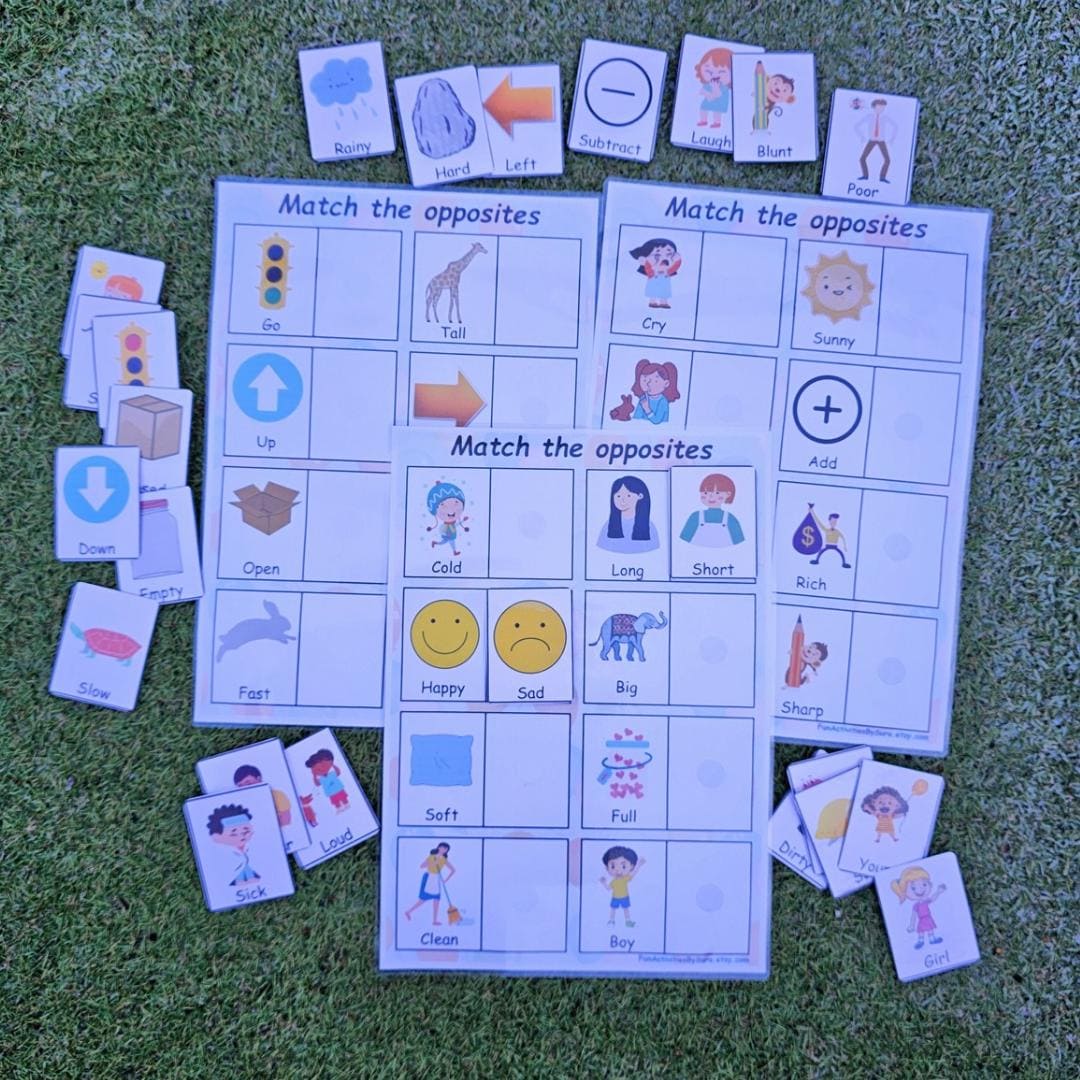 Opposites Matching Activity, Preschool, Kindergarten, Nursery, Special ...