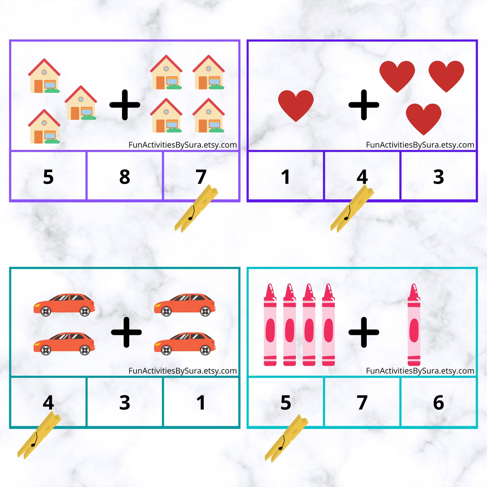 Addition Clip Cards: Montessori Math Activity (PDF Download) - Etsy