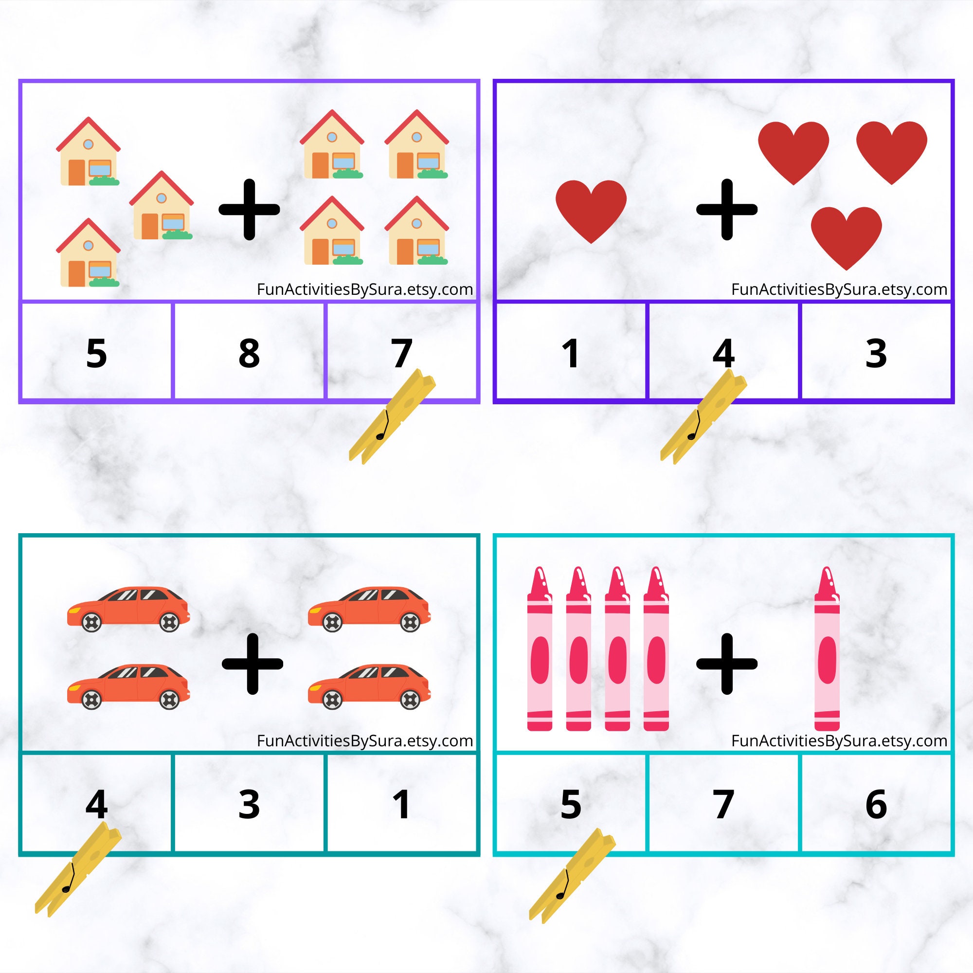 Addition Clip Cards: Montessori Math Activity (PDF Download) - Etsy