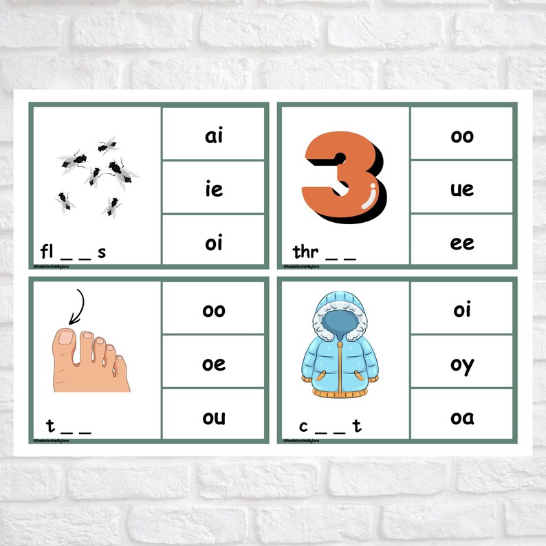 Phonics Missing Sounds Clip Cards: Matching Game (digital Download ...