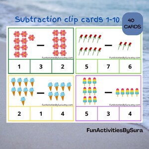 Printable Subtraction Clip Cards 1-10, Nursery and EYFS Maths Activity ...