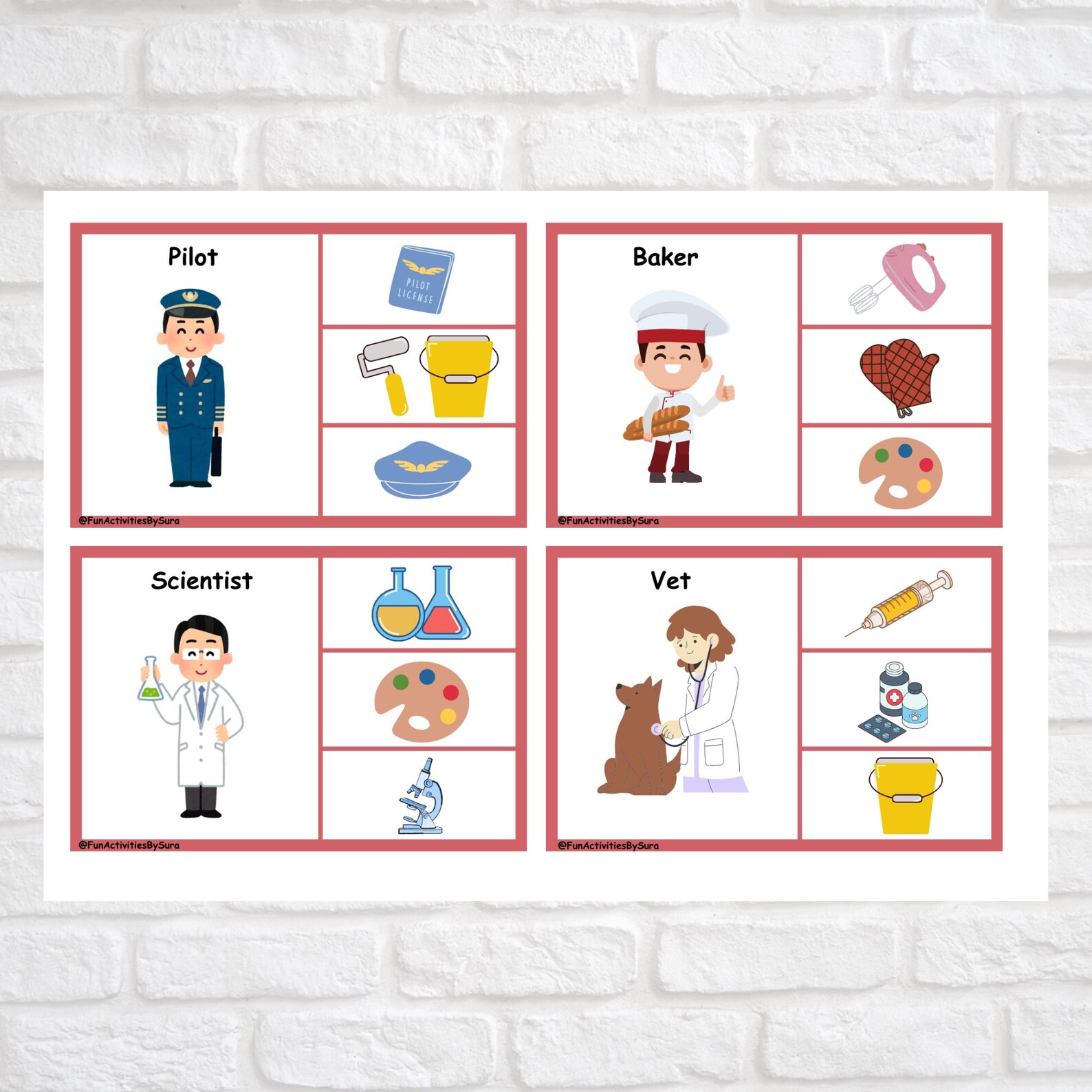 Community Helpers Clip Cards: Professions Printable Activity (digital ...