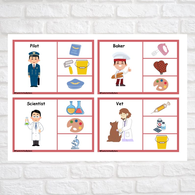 Community Helpers and Their Equipment Clip Cards, Professions Printable ...