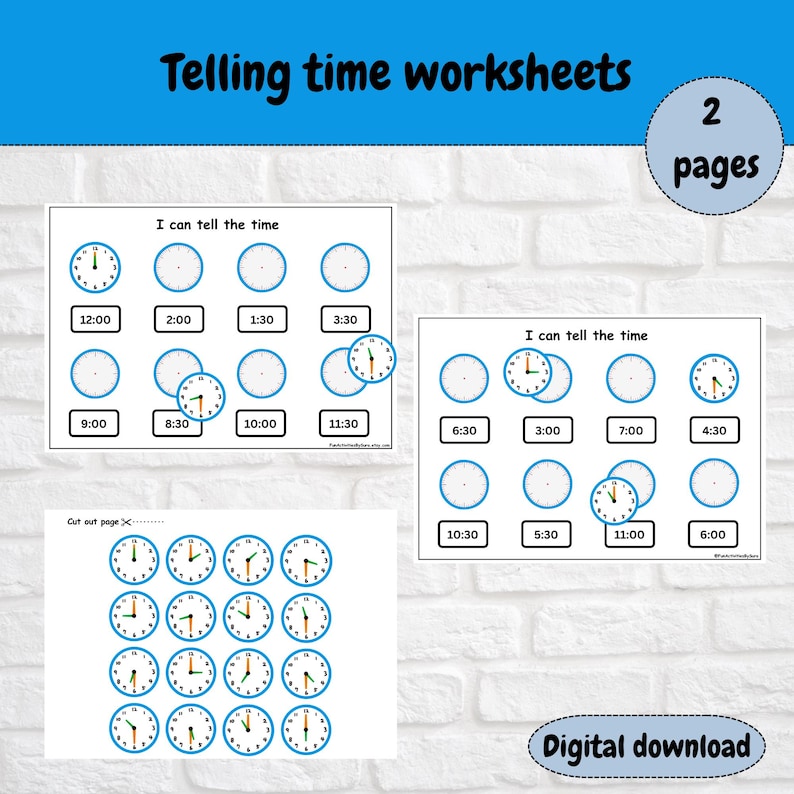 Telling Time Clock Activity: Printable Montessori Education (PDF ...