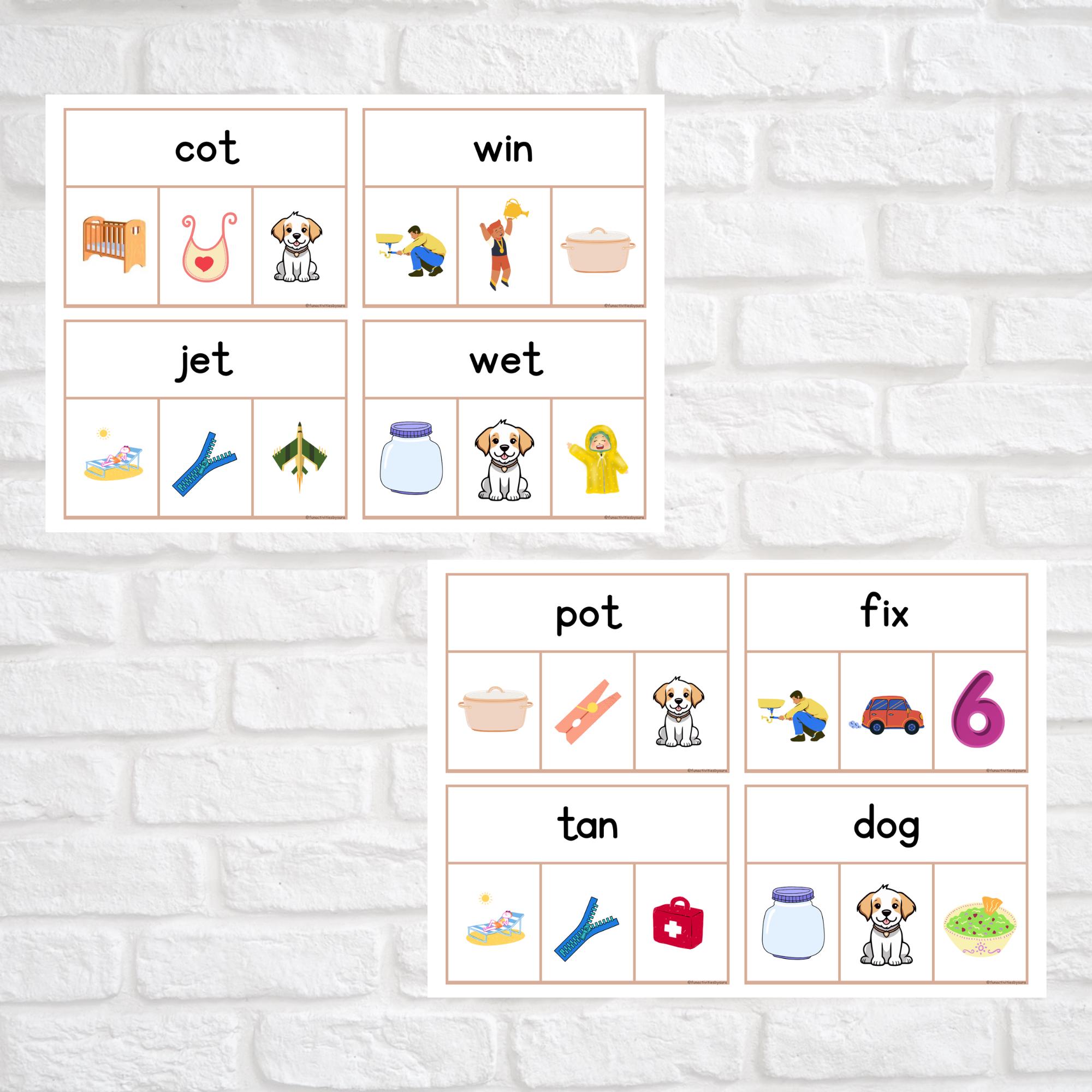 CVC Words Clip Cards: Kindergarten Phonics Game (digital Download) - Etsy