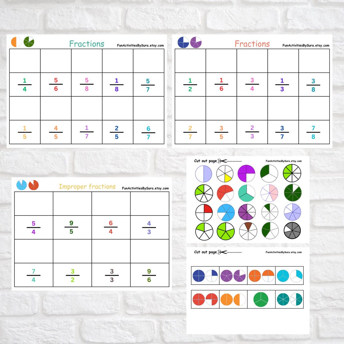 Fraction Printable Activity Board, Fraction Matching Printable ...