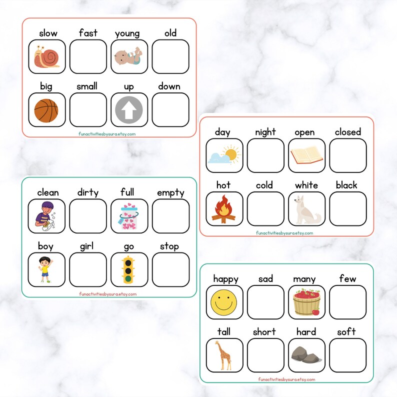 Opposite Words Matching Book, Learn Opposites, Opposite Worksheet ...