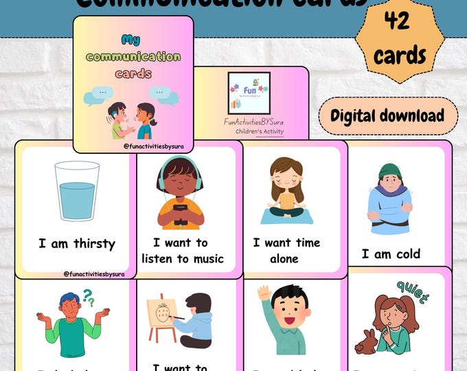 Communication Speech Flash Cards ASD Instant Download Special Needs ...