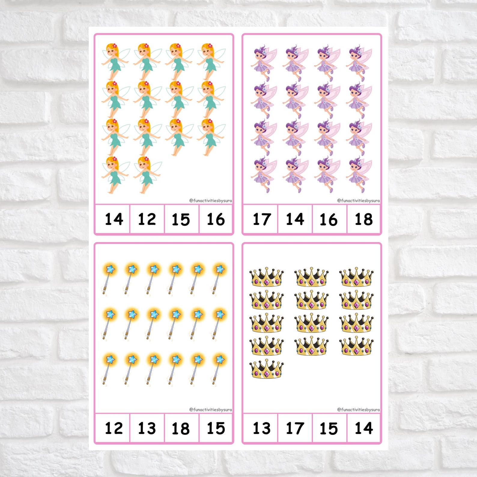 Princess Count and Clip Cards 1-20: Preschool Math (digital Download ...