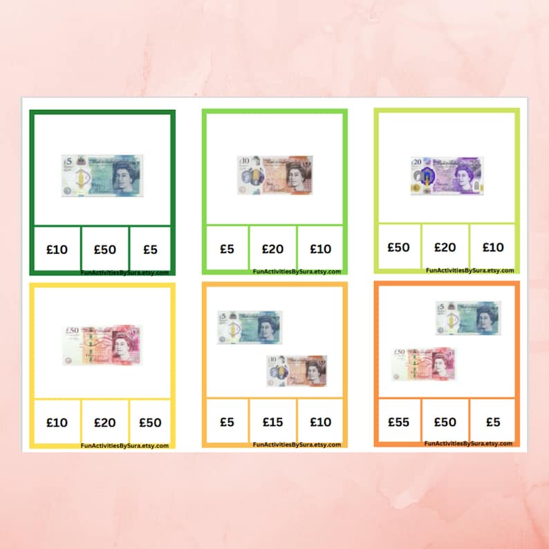 British Money Clip Cards Activity, Learn UK Money Clip Cards, Learn ...