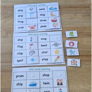 CCVC Words Matching Worksheets: Phonics Game (digital Download) - Etsy